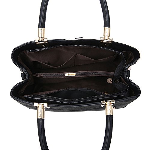 Nevenka Purses and Handbags for Women Top Handle Bags Leather Satchel Totes Shoulder Bag From (Black)