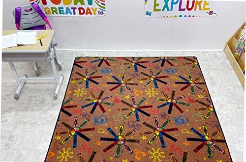 KidCarpet.com FE811-26Y Crayon Scribbles Children's Nylon Area Rug, 6' x 6', Multicolored