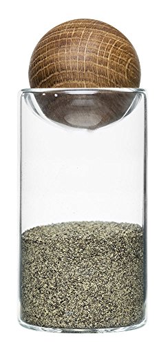 Sagaform Nature Collection Salt and Pepper Glass Salt & Pepper Shakers with Oak Stopper 4 1/2-Inch, Set of 2, Clear