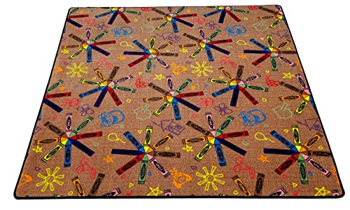KidCarpet.com FE811-26Y Crayon Scribbles Children's Nylon Area Rug, 6' x 6', Multicolored