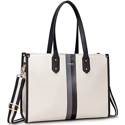 ESTARER Laptop Tote Bag for Women, 15.6 Inch Laptop Bag Water-resistant Canvas Work Bag, Casual Shoulder Bag Handbag Briefcase Purse for Office/College/Travel
