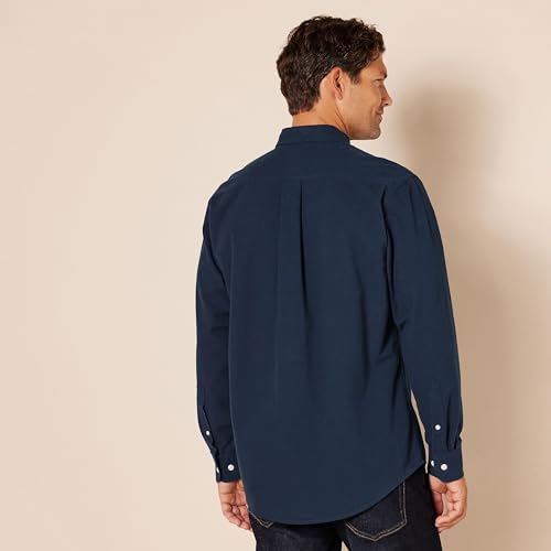 Amazon Essentials Men's Long Sleeve Shirts Casual - Regular-Fit Pocket Oxford, Navy, X-Large