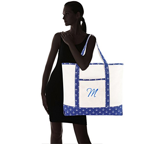 DALIX Large Tote Bag Shoulder Bags Personalized Gifts Ballent Blue Anchor M
