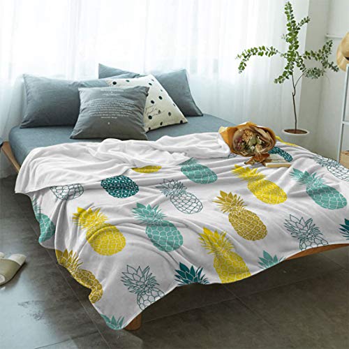 Plush Fleece Throw Blanket | Fuzzy, Soft, Warm, Cozy, Reversible Blanket for Bed Couch Sofa Chair Travel- 39" x 49" Colorful Pineapple