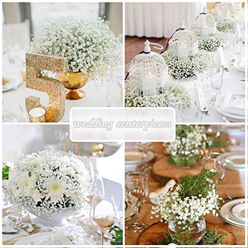 Veryhome 10PCS 30 Bunches White Babys Breath Flowers Artificial White Fake Flowers Gypsophila DIY Floral Bouquets Arrangement Wedding Home Decor(VASE NOT Included)