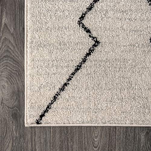 JONATHAN Y MOH202A-5 Alia Moroccan Beni Souk Indoor Farmhouse Area-Rug Bohemian Minimalistic Geometric Easy-Cleaning Bedroom Kitchen Living Room Non Shedding, 5 X 8, Cream,Black