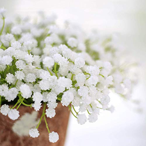 Veryhome 10PCS 30 Bunches White Babys Breath Flowers Artificial White Fake Flowers Gypsophila DIY Floral Bouquets Arrangement Wedding Home Decor(VASE NOT Included)