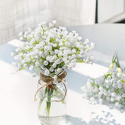 Veryhome 10PCS 30 Bunches White Babys Breath Flowers Artificial White Fake Flowers Gypsophila DIY Floral Bouquets Arrangement Wedding Home Decor(VASE NOT Included)