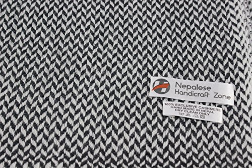 Handicraft Mart Himalayan Cashmere Throw,Natural Cashmere Blanket 54" x 108",Hand Made in Nepal (Black)