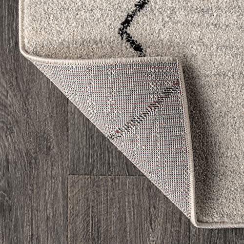 JONATHAN Y MOH202A-5 Alia Moroccan Beni Souk Indoor Farmhouse Area-Rug Bohemian Minimalistic Geometric Easy-Cleaning Bedroom Kitchen Living Room Non Shedding, 5 X 8, Cream,Black
