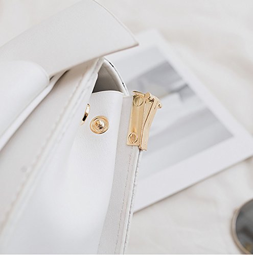 Haolong Lady Bowknot White Faux Leather Messenger Satchel Tote Purse Shoulder bag