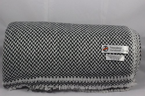 Handicraft Mart Himalayan Cashmere Throw,Natural Cashmere Blanket 54" x 108",Hand Made in Nepal (Black)