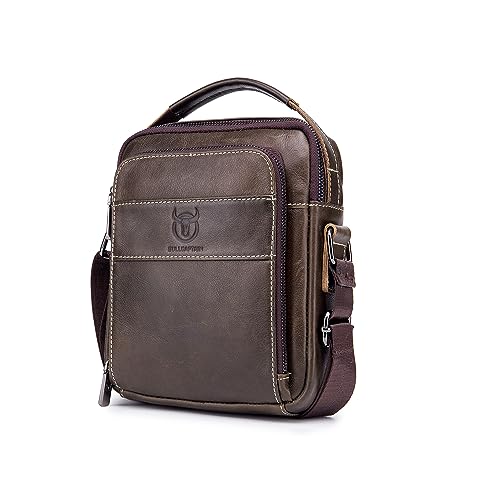 QAZWSXE Mens Shoulder Bags Crossbody,Genuine Leather Shoulder Sling Bag for Men Adjustable Man Purse Brown Small Messenger Bag for Men Travel Work Business Handbag
