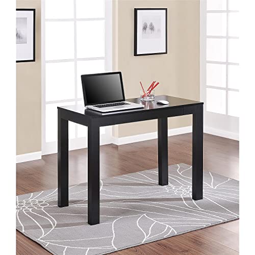 Ameriwood Home Parsons Desk with Drawer, Black , 19.7D x 39W x 30H in