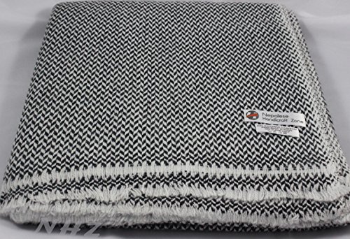 Handicraft Mart Himalayan Cashmere Throw,Natural Cashmere Blanket 54" x 108",Hand Made in Nepal (Black)