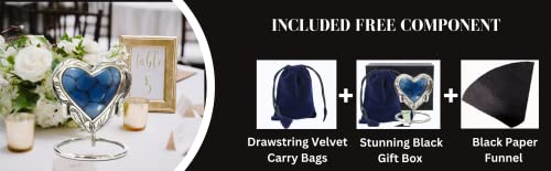 THE ASCENT MEMORIAL Small Love Heart Urn for Human Ashes | Mini Keepsake Funeral Ash Container for Human Remains with Display Stand, Velvet Carry Bag, Paper Funnel and Beautiful Gift Box