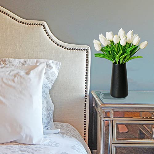 Mandy's 20pcs White Flowers Artificial Tulip Silk Flowers 13.5" for Easter Day Home Kitchen Wedding Decorations