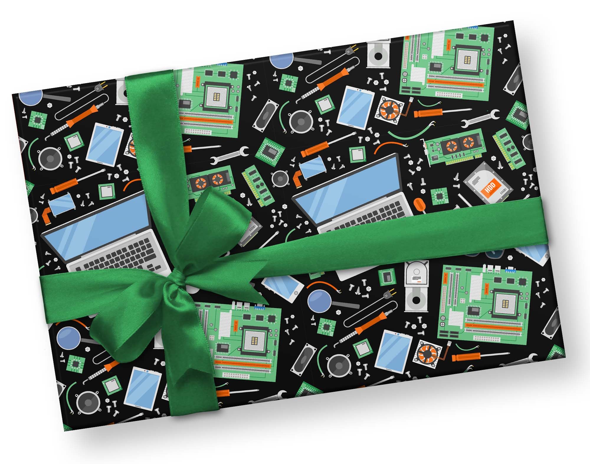 Computer Chip Motherboard Premium Wrapping Paper Roll Gift Wrap Sheet for Christmas Presents Birthday Party Decorations (30 inch x 6 foot roll)