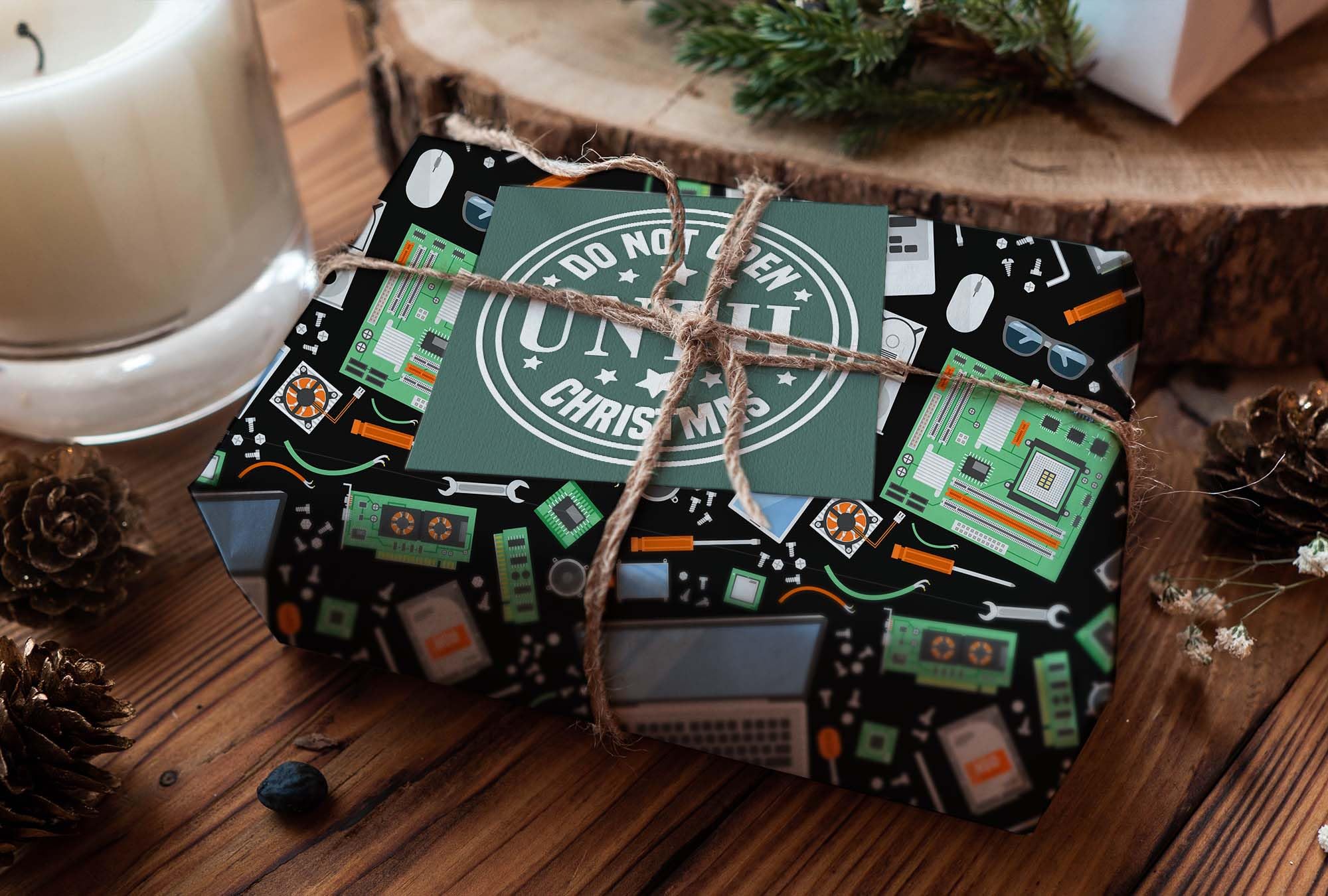 Computer Chip Motherboard Premium Wrapping Paper Roll Gift Wrap Sheet for Christmas Presents Birthday Party Decorations (30 inch x 6 foot roll)
