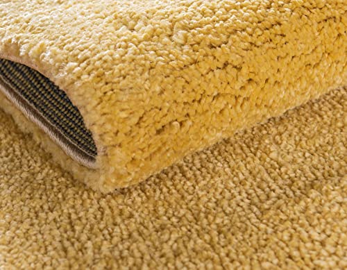Unique Loom Solo Collection Solid, Plush, Kids, Modern Area Rug, 5 ft x 7 ft 7 in, Yellow