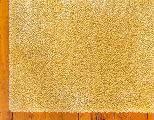 Unique Loom Solo Collection Solid, Plush, Kids, Modern Area Rug, 5 ft x 7 ft 7 in, Yellow