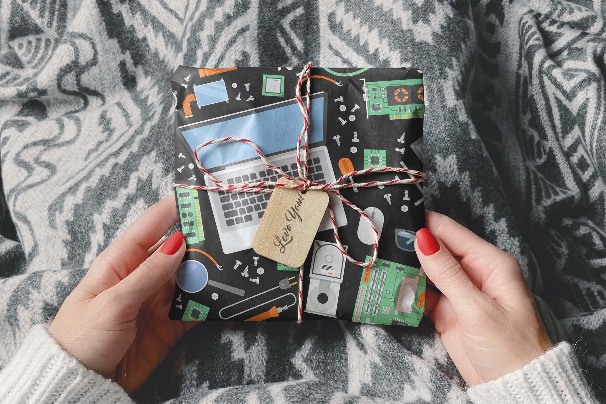 Computer Chip Motherboard Premium Wrapping Paper Roll Gift Wrap Sheet for Christmas Presents Birthday Party Decorations (30 inch x 6 foot roll)