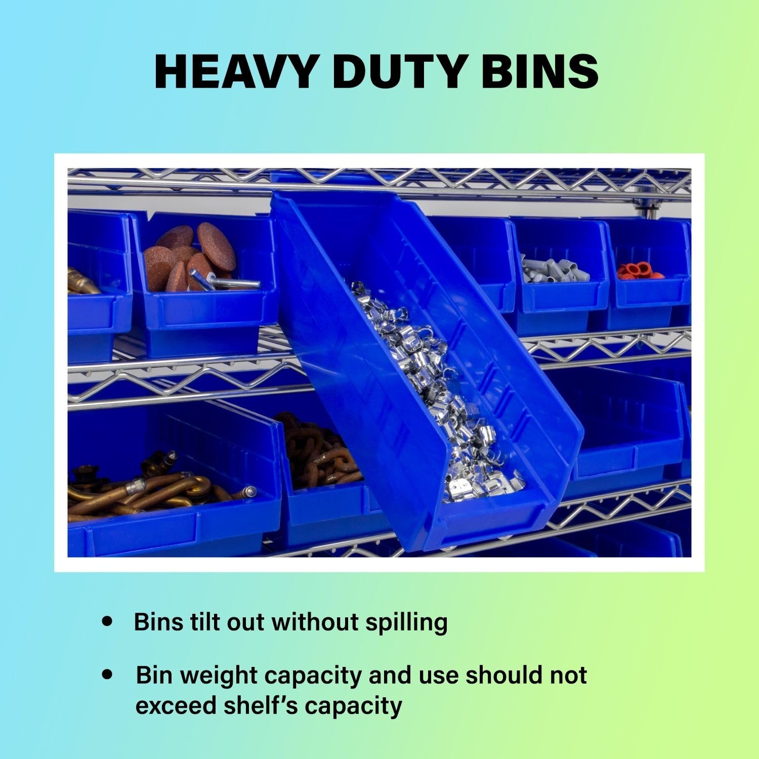 Akro-Mils 30128 Plastic Nesting Shelf Bin Box, (18-Inch x 4-Inch x 4-Inch), Blue, (12-Pack)