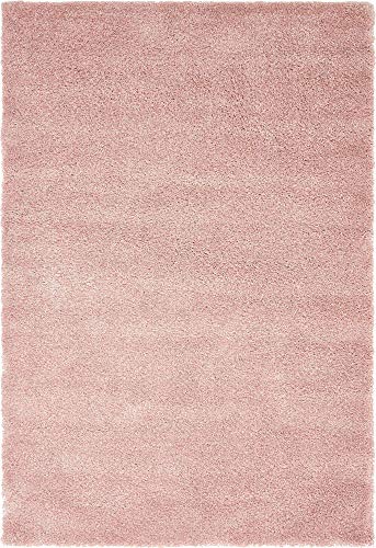 Unique Loom Solo Collection Solid, Plush, Kids, Modern Area Rug, 5 ft x 7 ft 7 in, Pink