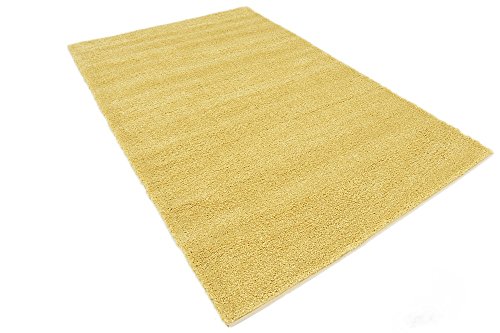 Unique Loom Solo Collection Solid, Plush, Kids, Modern Area Rug, 5 ft x 7 ft 7 in, Yellow
