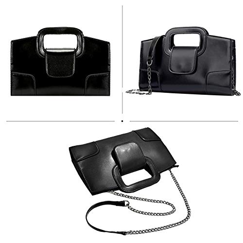 CLARA Women Vintage Flap Tote Top Handle Satchel PU Leather Clutch Handbag Purse Shoulder Bag (00358Black)