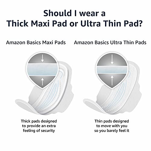 Amazon Basics Thick Maxi Pads with Wings for Periods - Extra Heavy Overnight Absorbency, Unscented, Size 5, 80 Count (4 Packs of 20) (Previously Solimo)