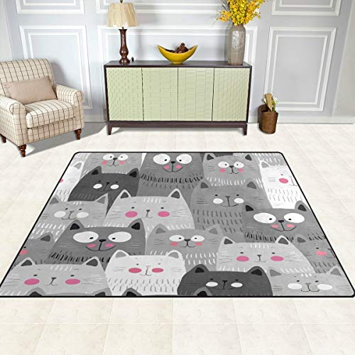 ALAZA Gray Hipster Cat Kitten Area Rug Rugs for Living Room Bedroom 7' x 5'