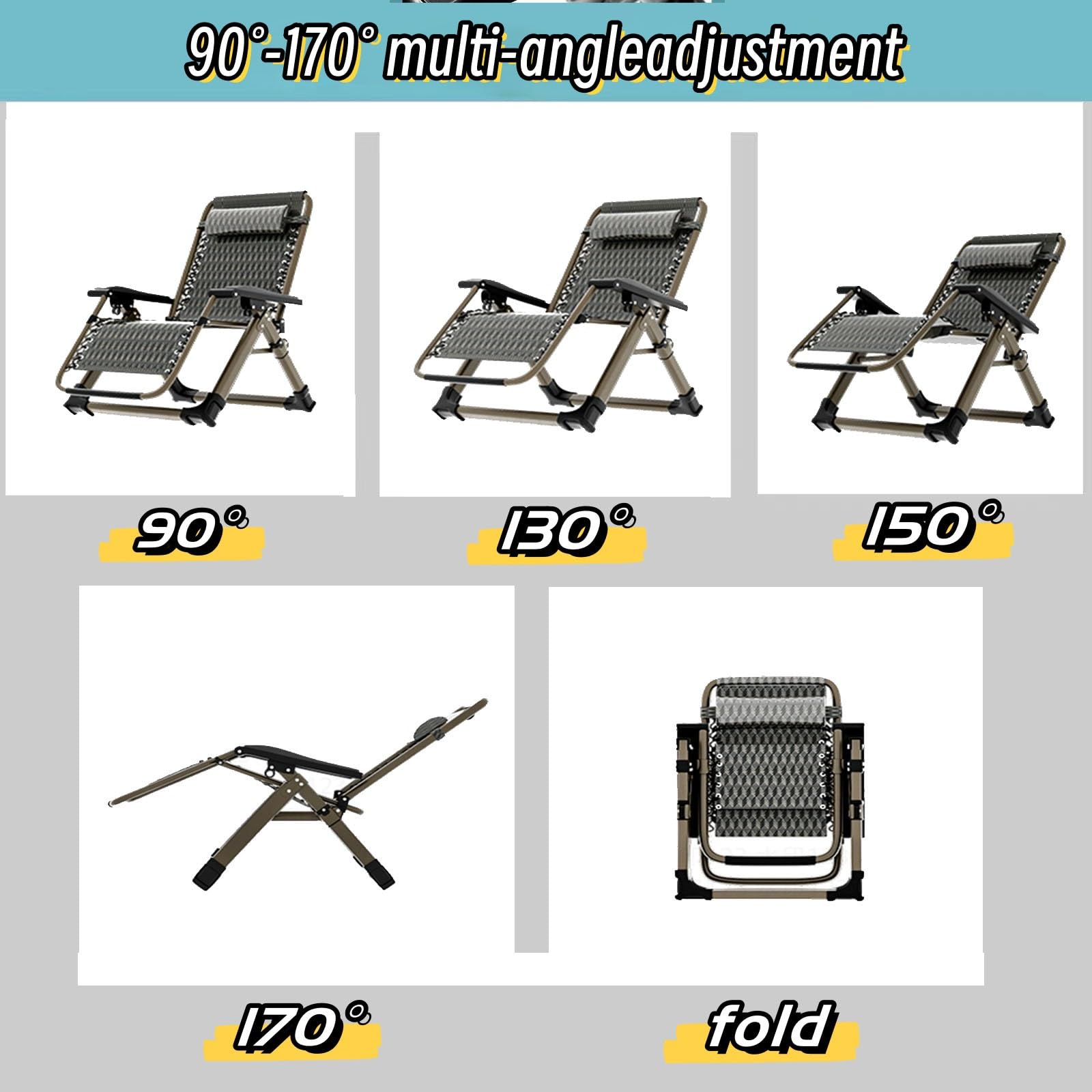 Zero Gravity Chair, Gaming Chairs & Recliner Patio Chairs &Beach Chairs for Adults，Camping Folding Chair with Cup Holder, Blanket, Pillow (Size : 1)