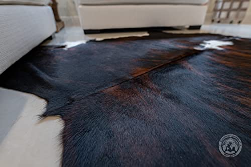 Genuine Brindle Dark Tricolor Cowhide Rug XL Size 6 x 7-8 ft. 180 x 240 cm