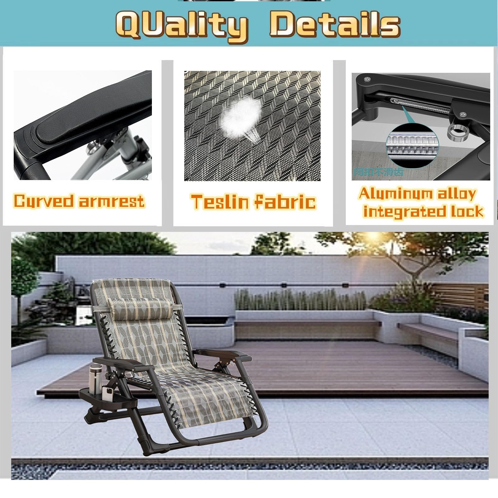Zero Gravity Chair, Gaming Chairs & Recliner Patio Chairs &Beach Chairs for Adults，Camping Folding Chair with Cup Holder, Blanket, Pillow (Size : 1)