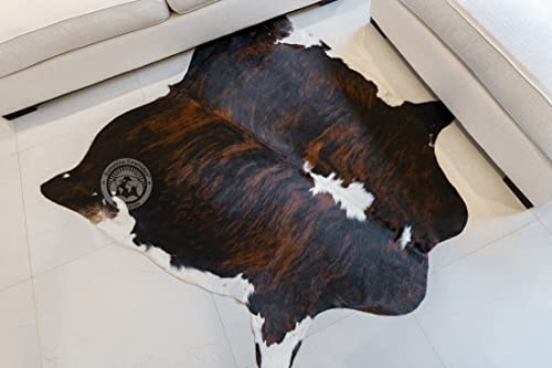 Genuine Brindle Dark Tricolor Cowhide Rug XL Size 6 x 7-8 ft. 180 x 240 cm