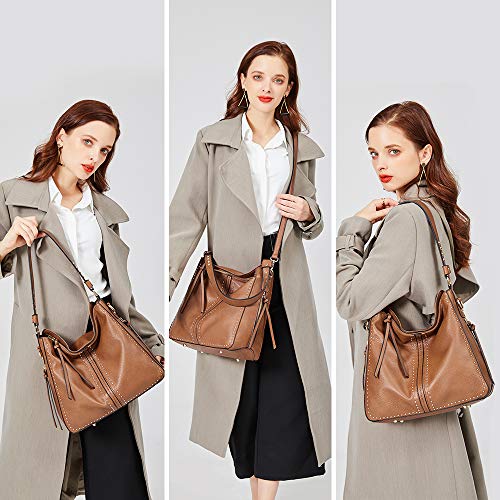 Montana West Large Hobo Handbag for Women Studded Leather Shoulder Bag Crossbody Purse With Tassel MWC-1001BG