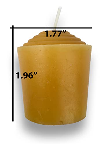 Beeswax Votive Candles - 4 Pack, 15 Hours Each, Over 60 Hours Burn Time - 100% Pure USA Bees Wax - Unscented - All Natural Light Honey Scent