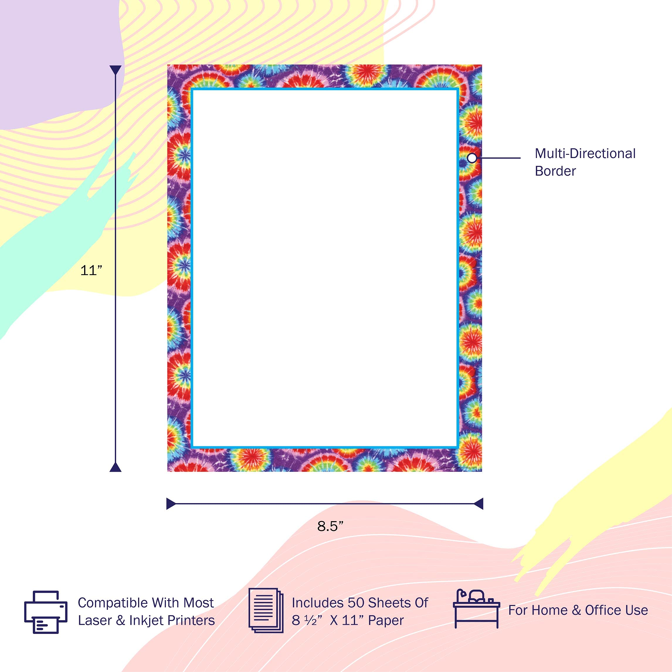 Barker Creek Tie-Dye Design Computer Paper, 8-1/2 x 11 Inches, 50 Sheets