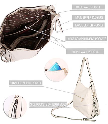 Montana West Large Hobo Handbag for Women Studded Leather Shoulder Bag Crossbody Purse With Tassel MWC-1001BG