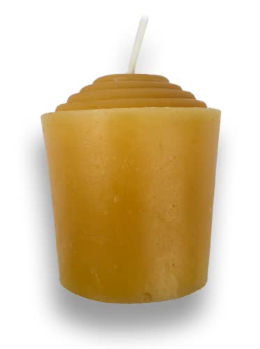 Beeswax Votive Candles - 4 Pack, 15 Hours Each, Over 60 Hours Burn Time - 100% Pure USA Bees Wax - Unscented - All Natural Light Honey Scent
