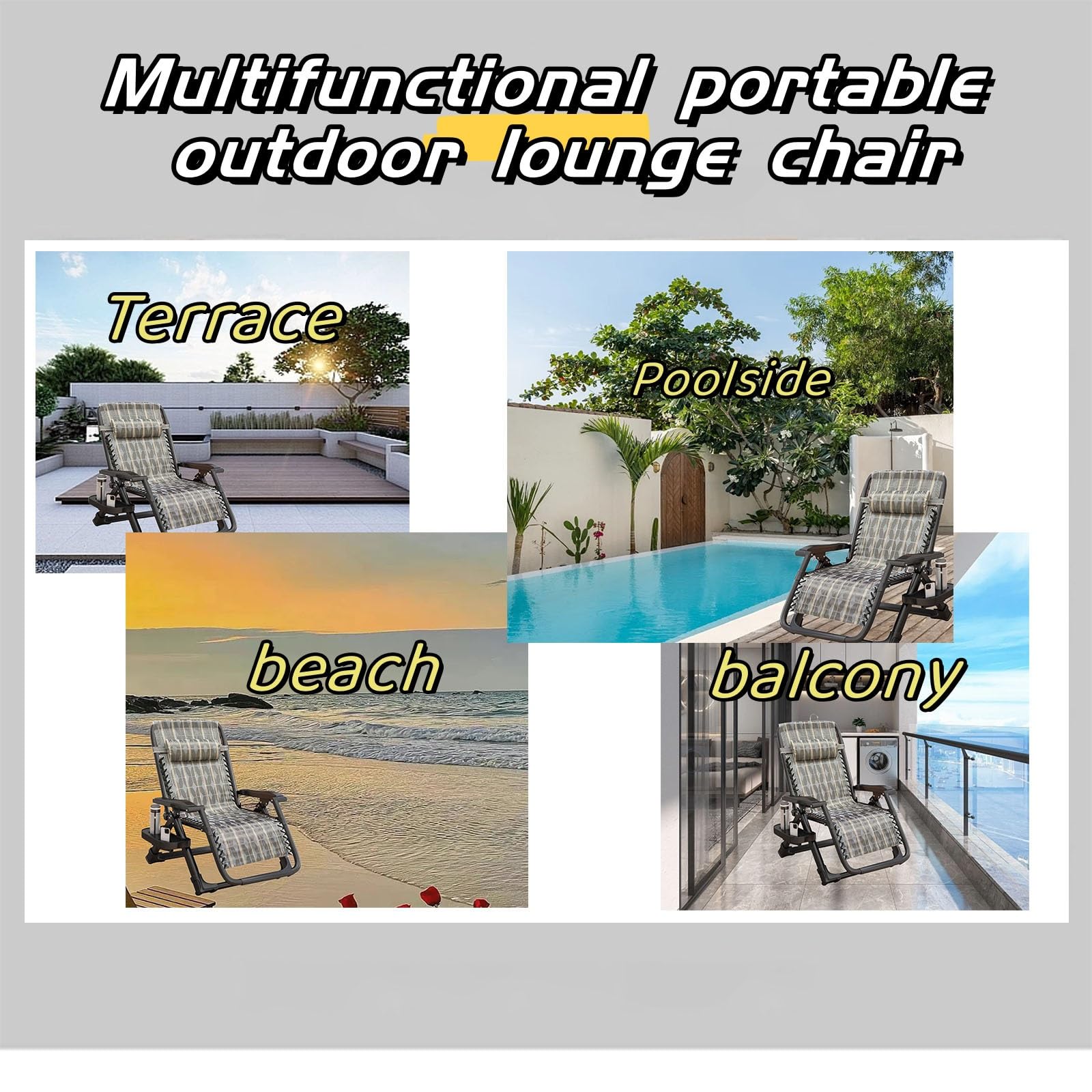 Zero Gravity Chair, Gaming Chairs & Recliner Patio Chairs &Beach Chairs for Adults，Camping Folding Chair with Cup Holder, Blanket, Pillow (Size : 1)