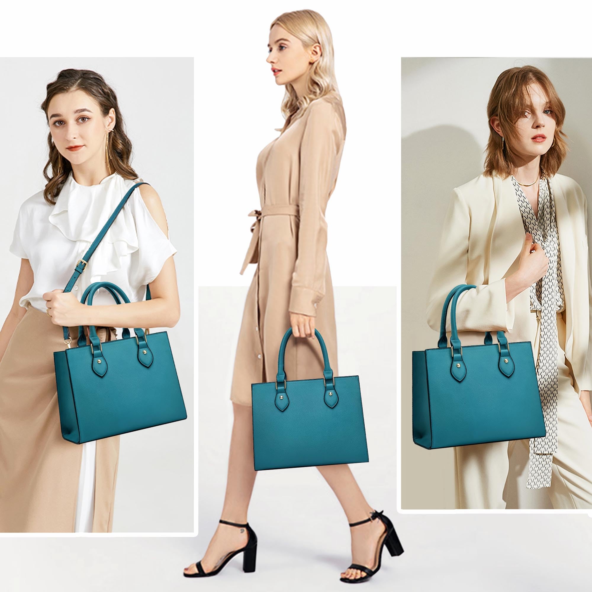 CHICAROUSAL Crossbody Purses and Handbags for Women PU Leather Tote Top Handle Satchel Shoulder Bags (Blue Green)