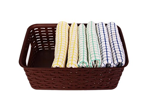YBM Home Medium Plastic Rattan Storage Box Basket Organizer, Small - Brown - 1 Pack