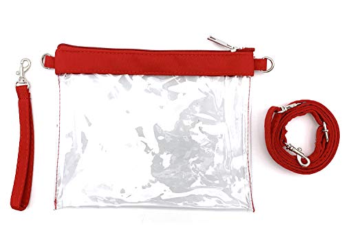VIEEL New Clear Tote Bag, Crossbody Purse Bag, Adjustable Shoulder Strap (Red)