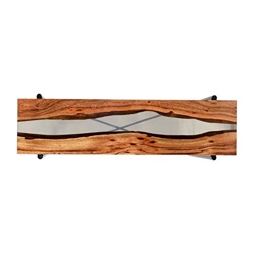 Alaterre Furniture Rivers Edge 36" Acacia Wood and Acrylic Narrow Console Table
