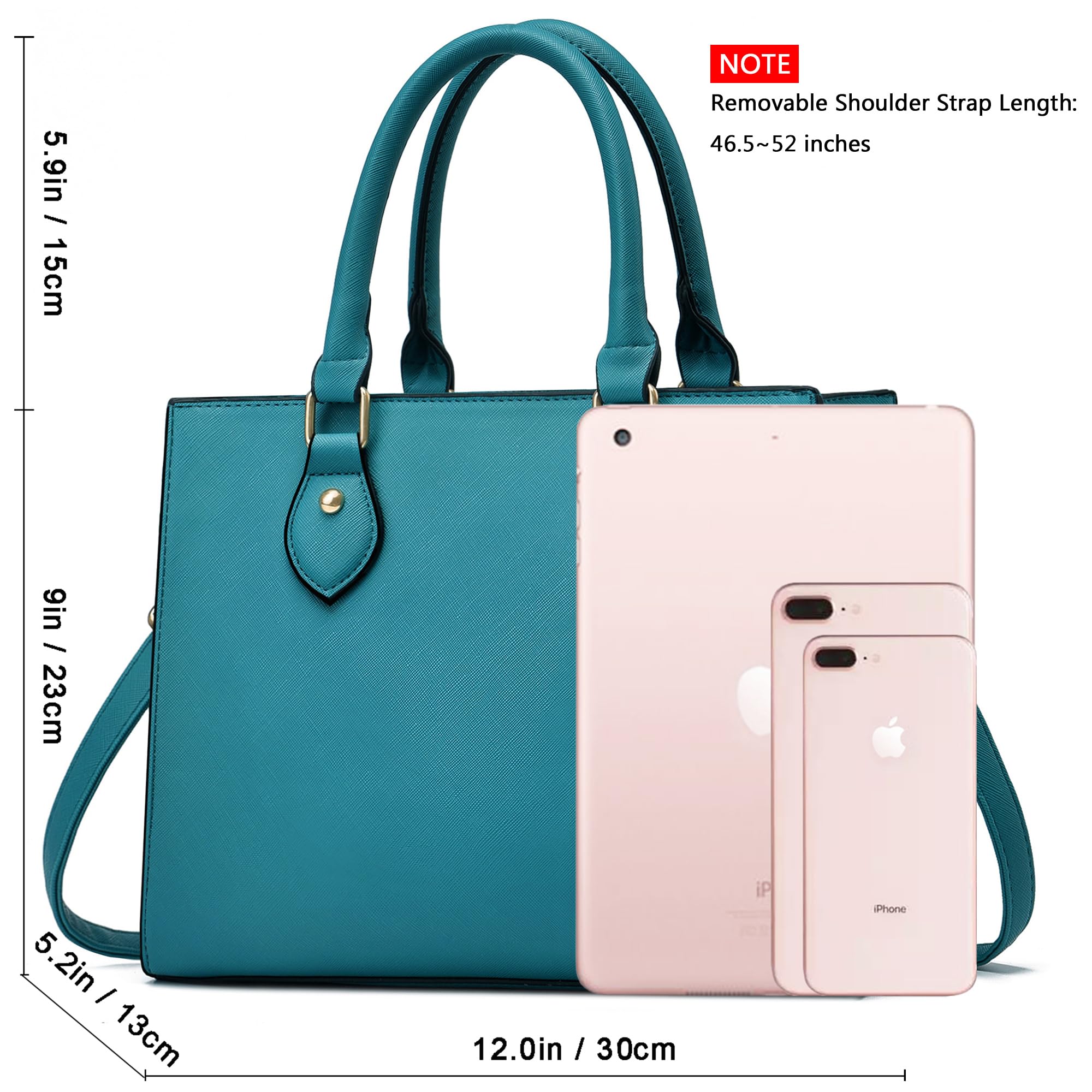 CHICAROUSAL Crossbody Purses and Handbags for Women PU Leather Tote Top Handle Satchel Shoulder Bags (Blue Green)