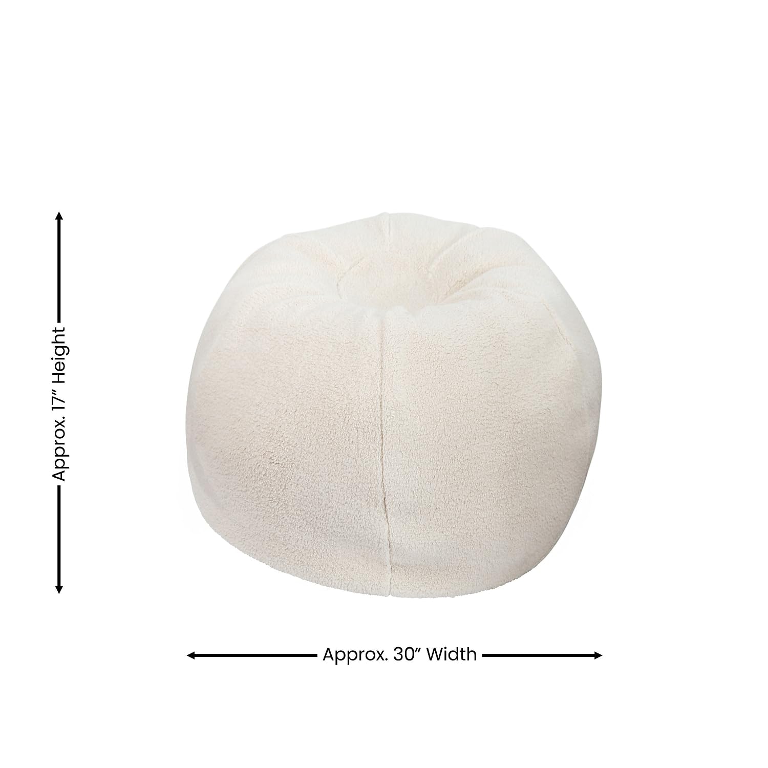 Flash Furniture Dillon Sherpa Bean Bag Chair, Classic Refillable Bean Bag Chair for Kids and Teens, Small, Natural