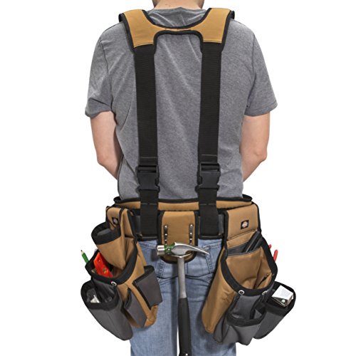Dickies 4-Piece Carpenter's Rig, Padded Tool Belt Suspenders, Cooling Mesh, Tool Belt, Steel Buckle, Grey/Tan, 3.8 lb.