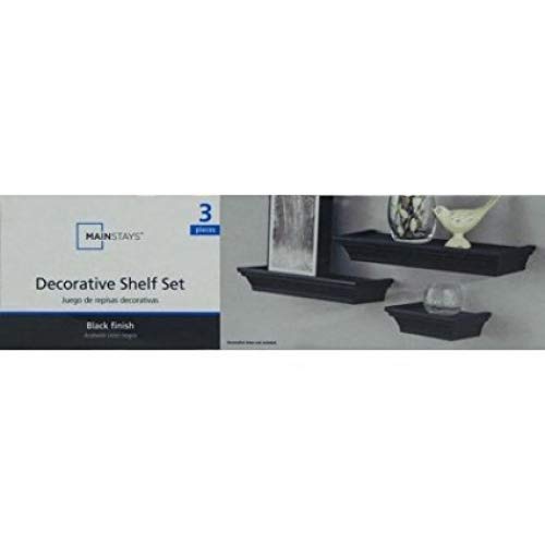 Mainstays 3 Piece Decorative Floating Shelves Includes Wall Mounting Hardware in Black Finish